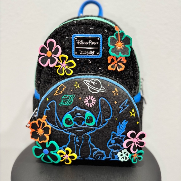 Disney | Bags | Disney Stitch Backpack Black And Blue | Poshmark